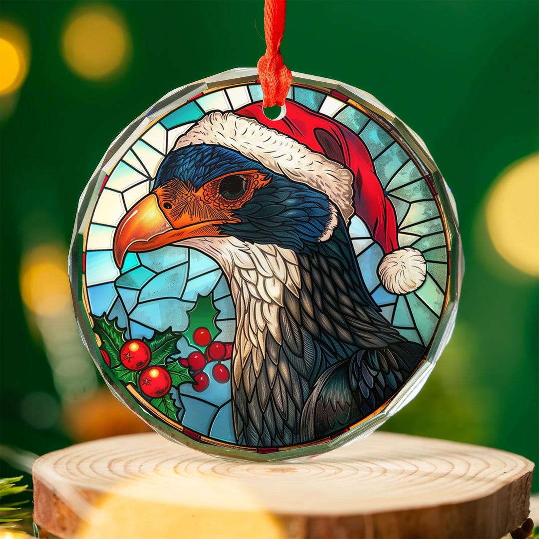 Christmas Eagle Ornament | Stained Glass Bird Ornament | Majestic Santa ...