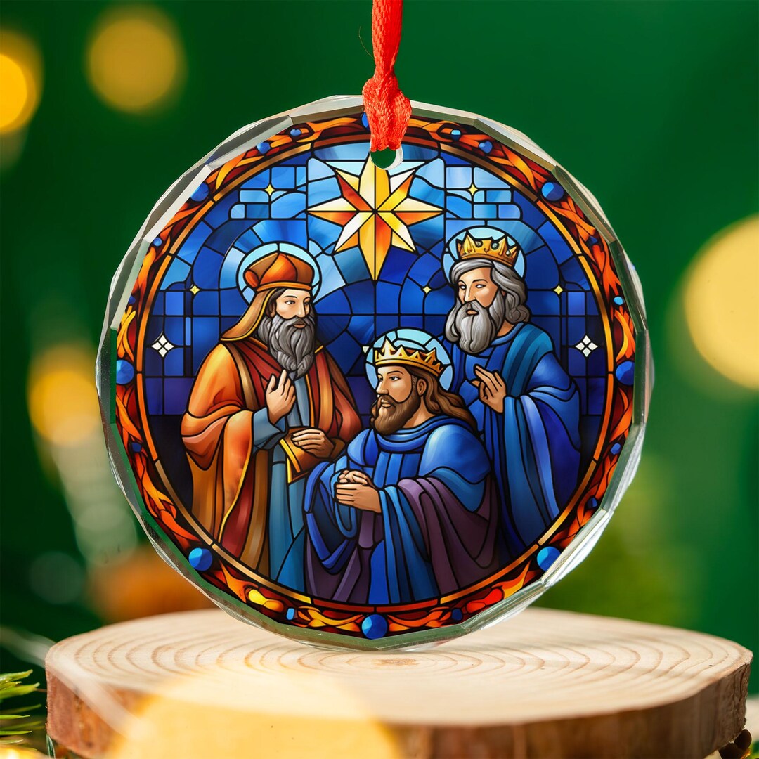 Three Wise Men Ornament | Stained Glass Magi Nativity Christmas ...