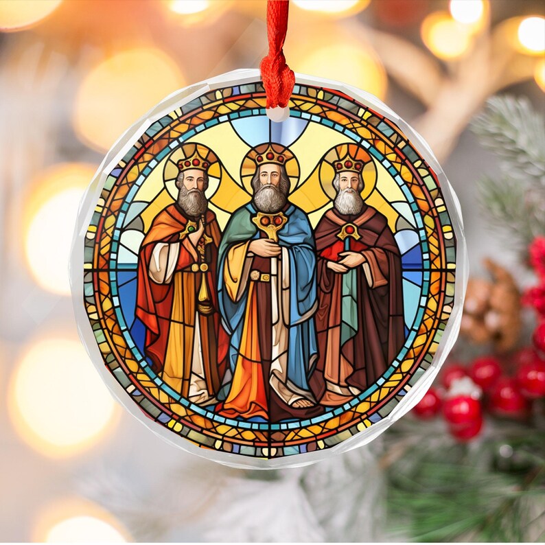 Three Wise Men Christmas Ornament | Stained Glass Style Three Kings ...
