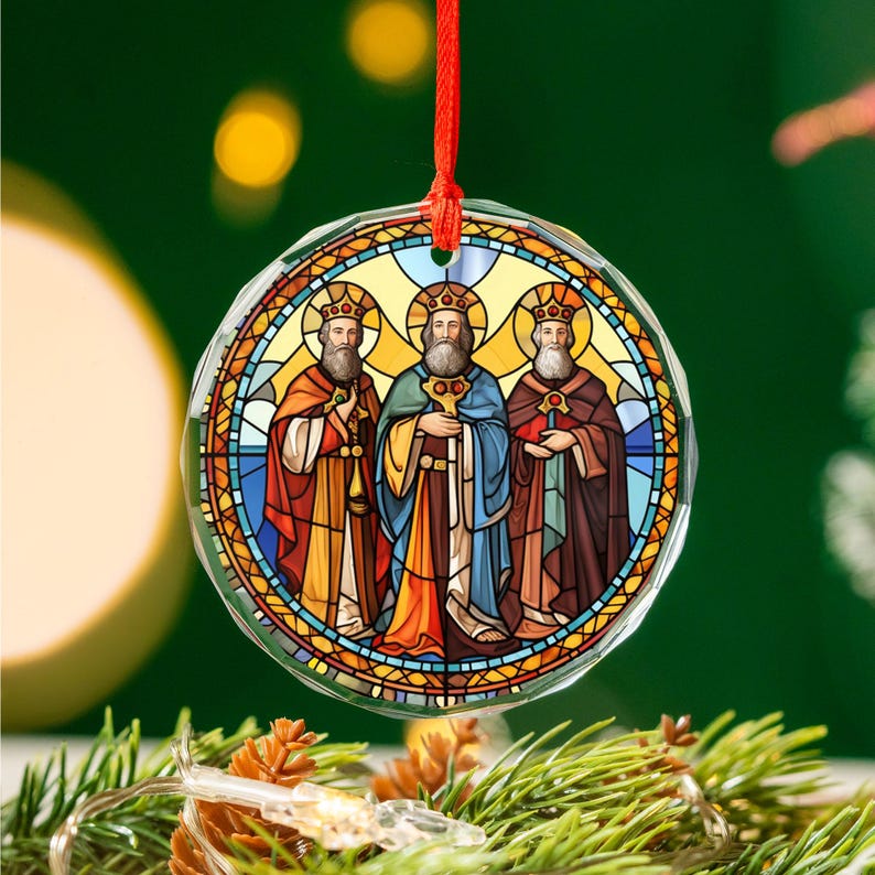 Three Wise Men Christmas Ornament | Stained Glass Style Three Kings ...