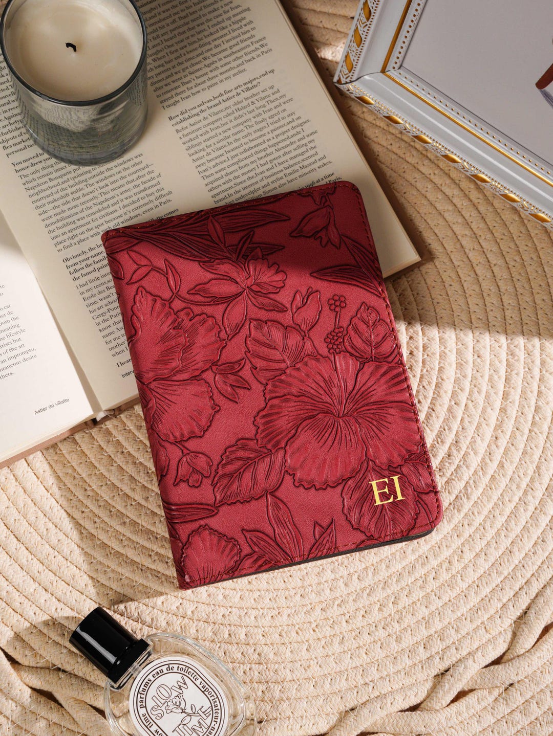 Embossed Red Leather Kindle Case, Custom Initials Kindle Cover Kindle ...