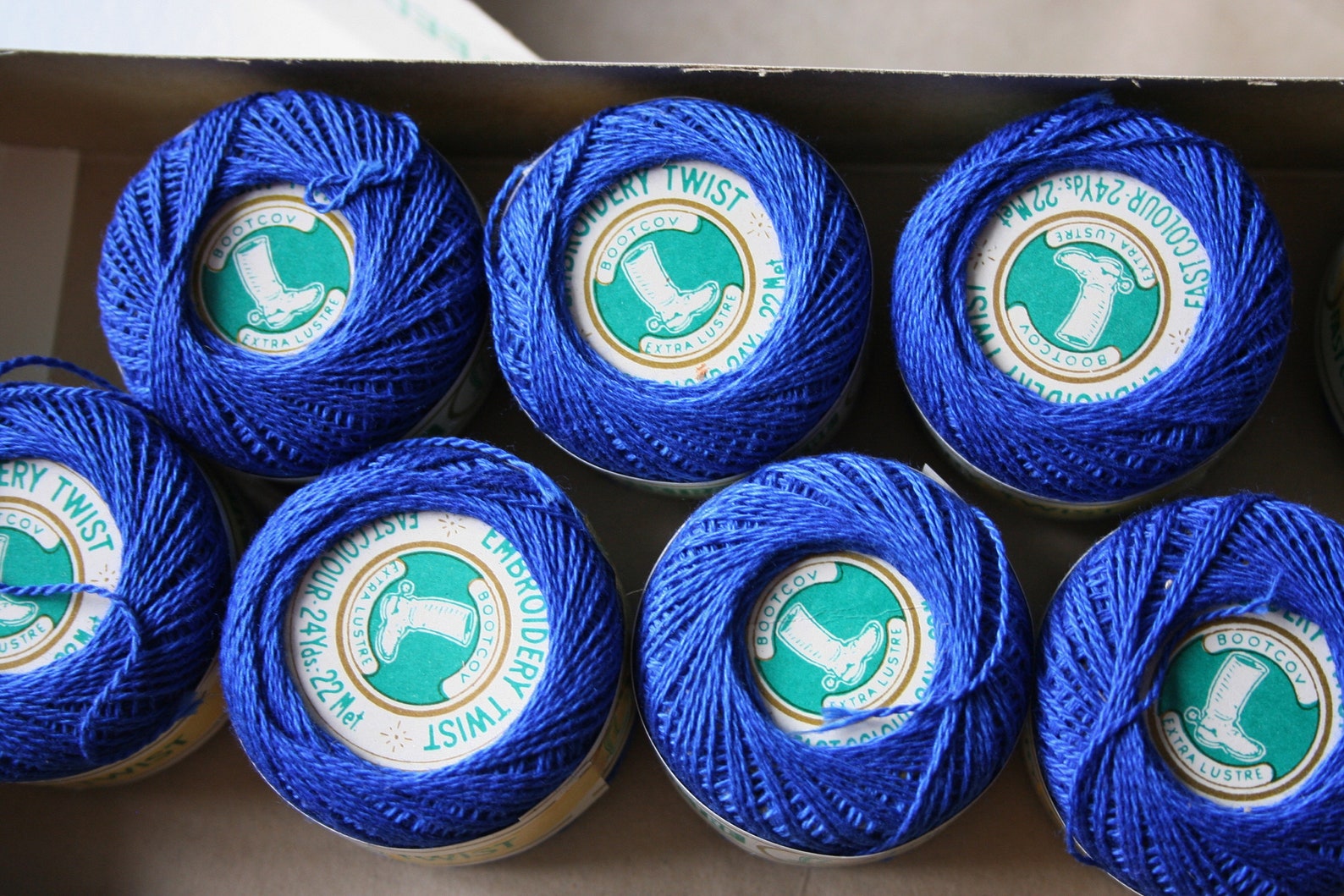 Vintage Box of 10 Balls of Royal Blue Thread for Embroidery | Etsy
