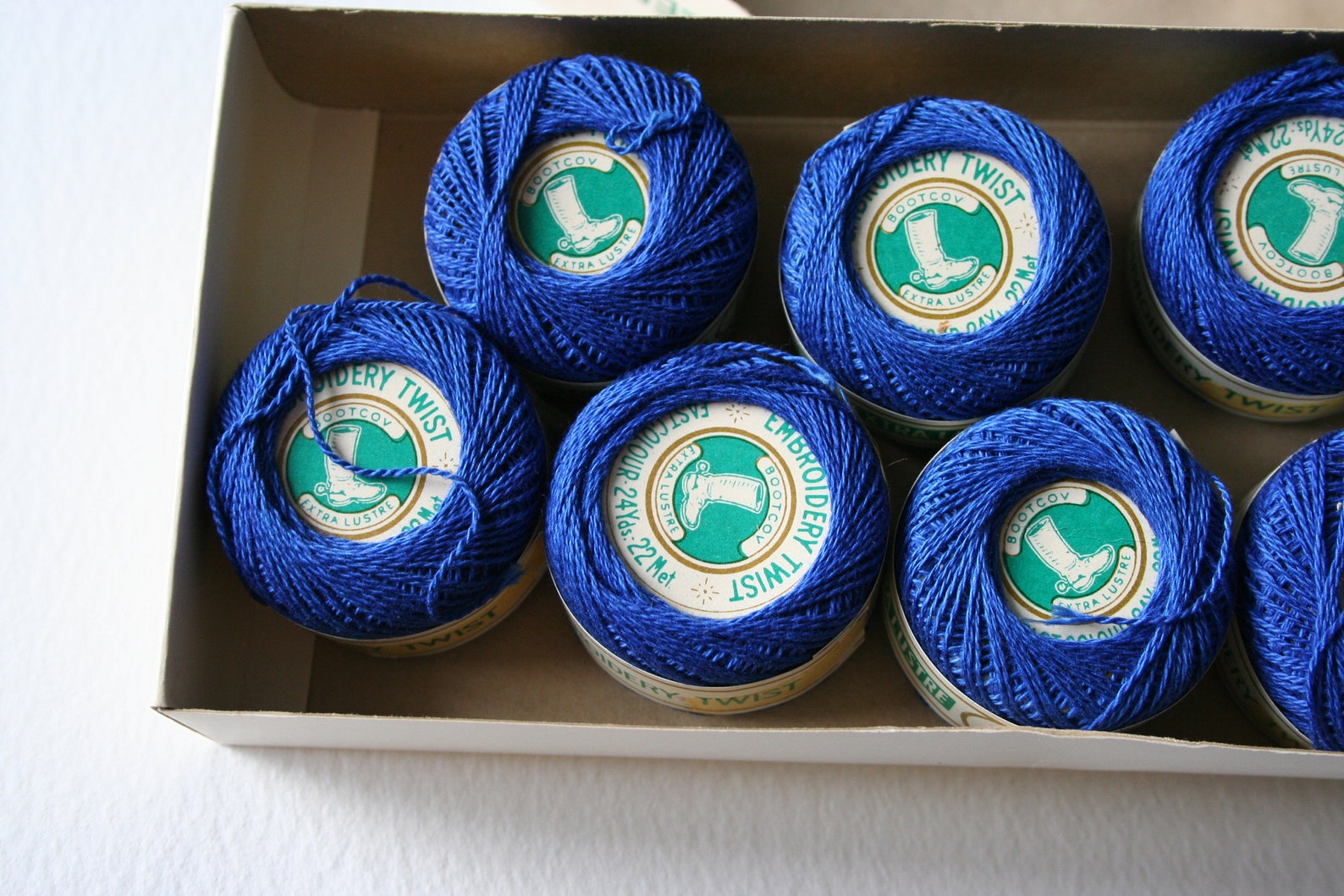 Vintage Box of 10 Balls of Royal Blue Thread for Embroidery EXTRA ...
