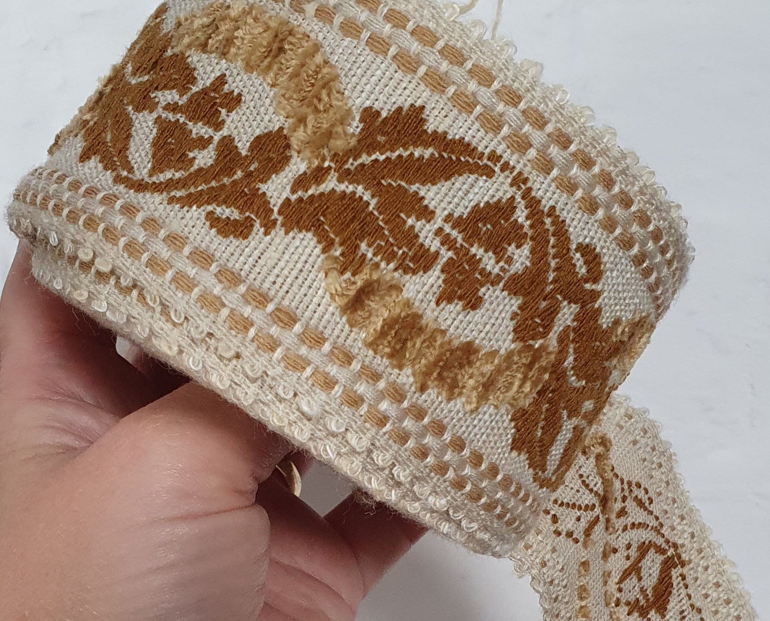 Narrow Version Vintage Upholstery Trim Floral Design Raised - Etsy