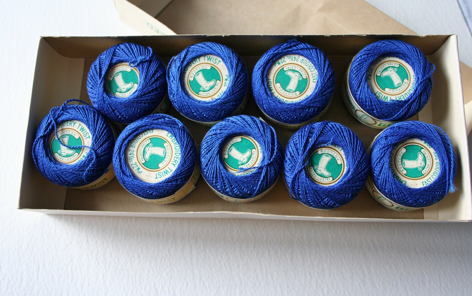 Vintage Box of 10 Balls of Royal Blue Thread for Embroidery EXTRA ...