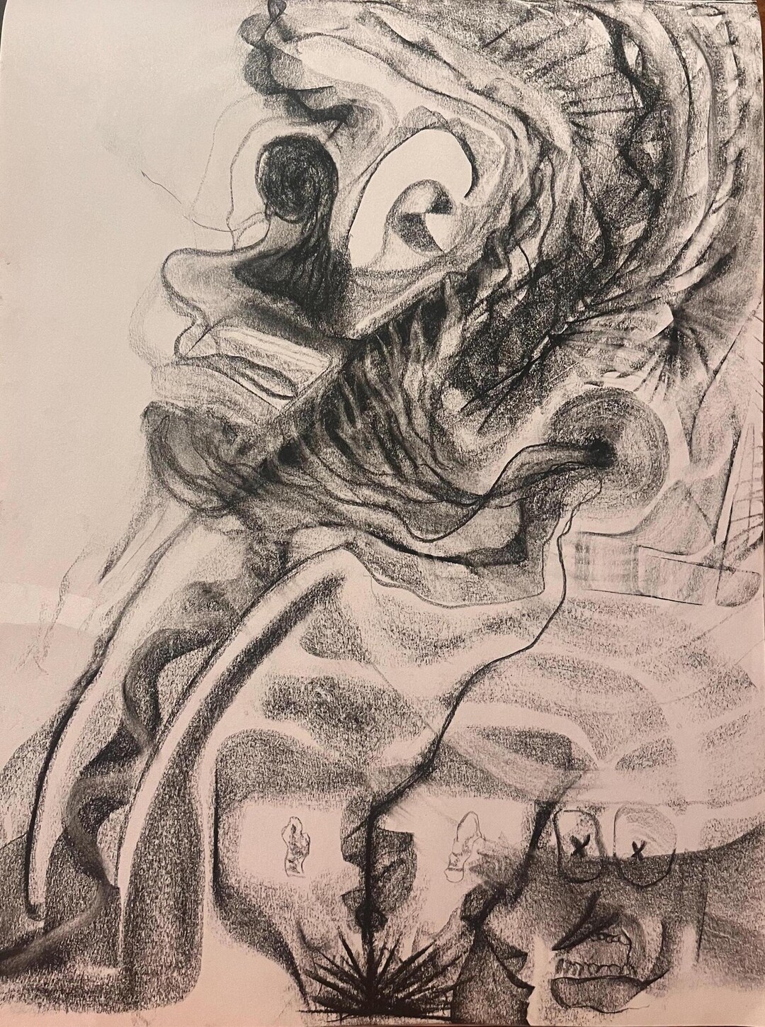 Large Abstract Charcoal Drawing NOT PRINT One of a Kind Handmade Art ...