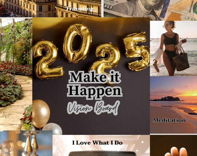 2025 Vision Board, Vision Board Template, Digital Vision Board, Vision ...