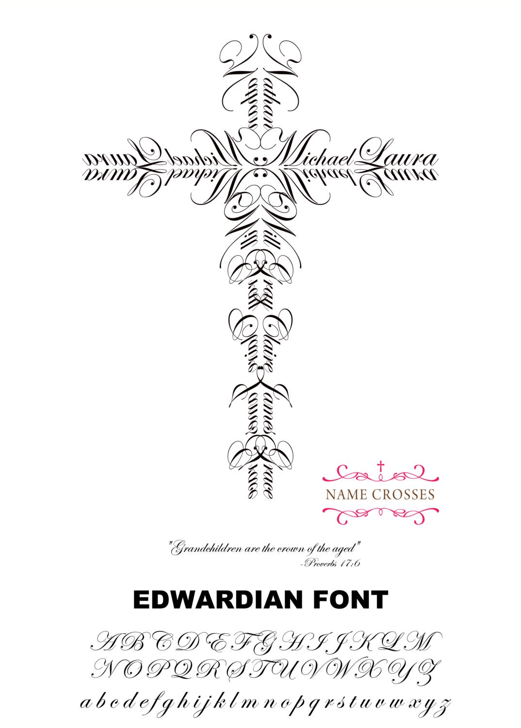 Personalized FAMILY Name Cross Print 8x10 FREE SHIPPING - Etsy