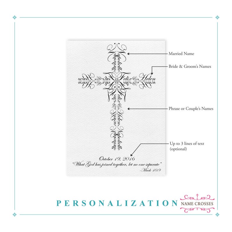 Wedding Cross Personalized Gift Name Crosses Print Last - Etsy