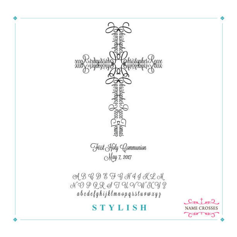 First Communion Personalized Cross Print | Name Cross | First Communion ...
