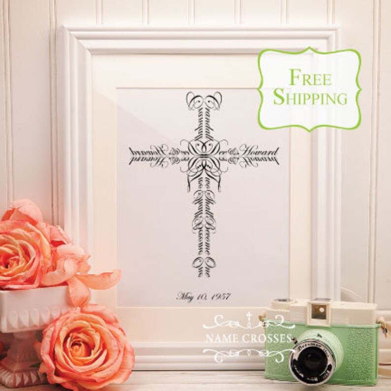 Wedding Cross Personalized Gift Name Crosses Print Last - Etsy