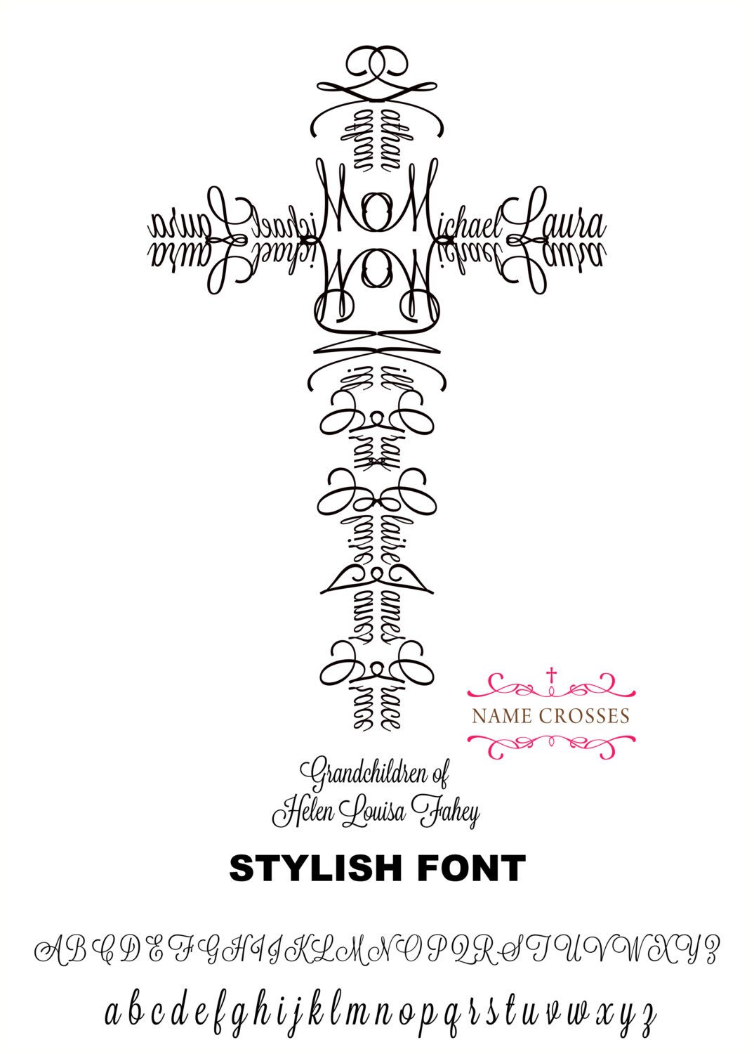 Personalized FAMILY Name Cross Print 8x10 FREE SHIPPING - Etsy