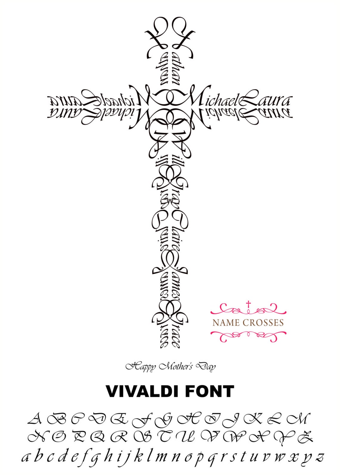 Personalized FAMILY Name Cross Print 8x10 FREE SHIPPING - Etsy