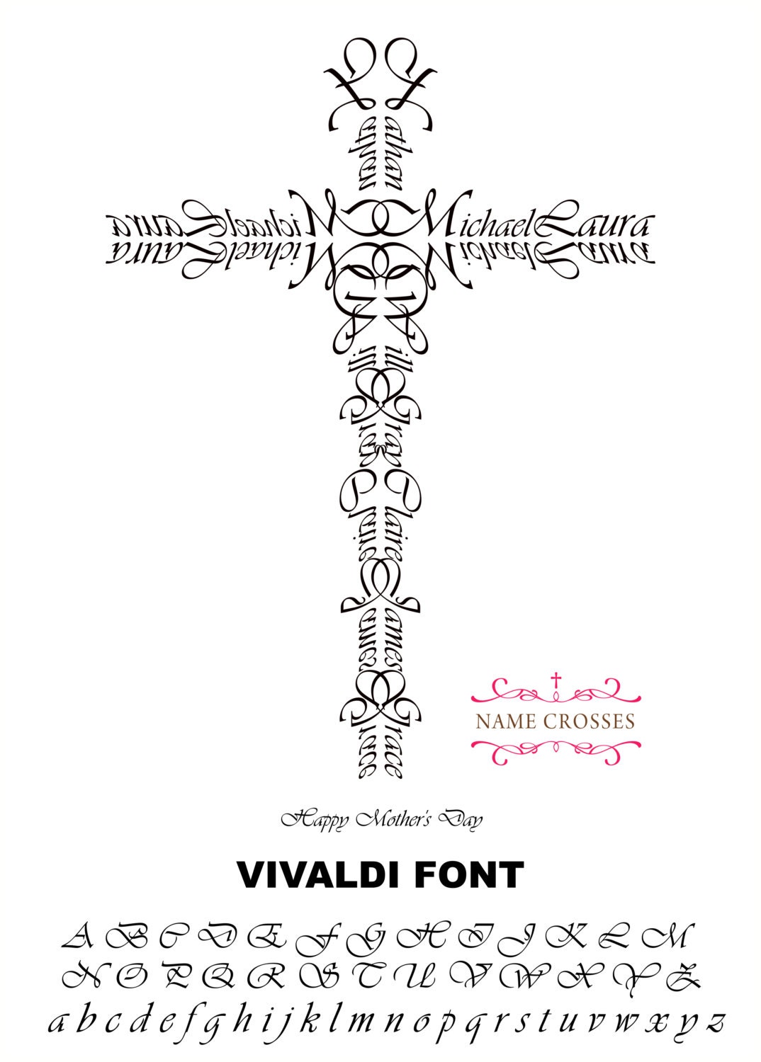 Personalized FAMILY Name Cross Print 8x10 FREE SHIPPING - Etsy