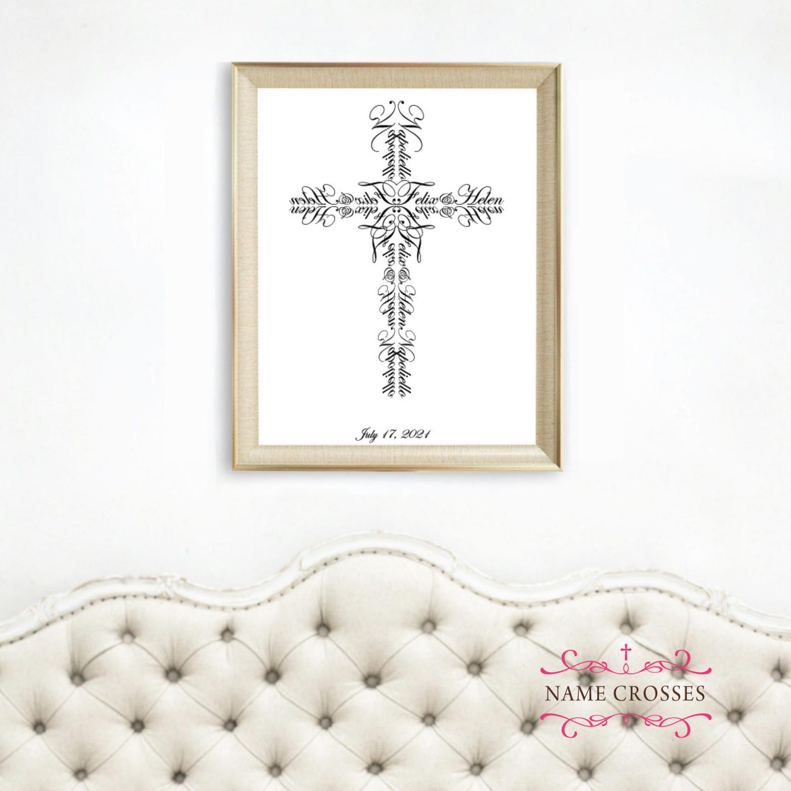 Personalized Wedding Gift - Name Cross Art Print - 8x10 - Anniversary ...