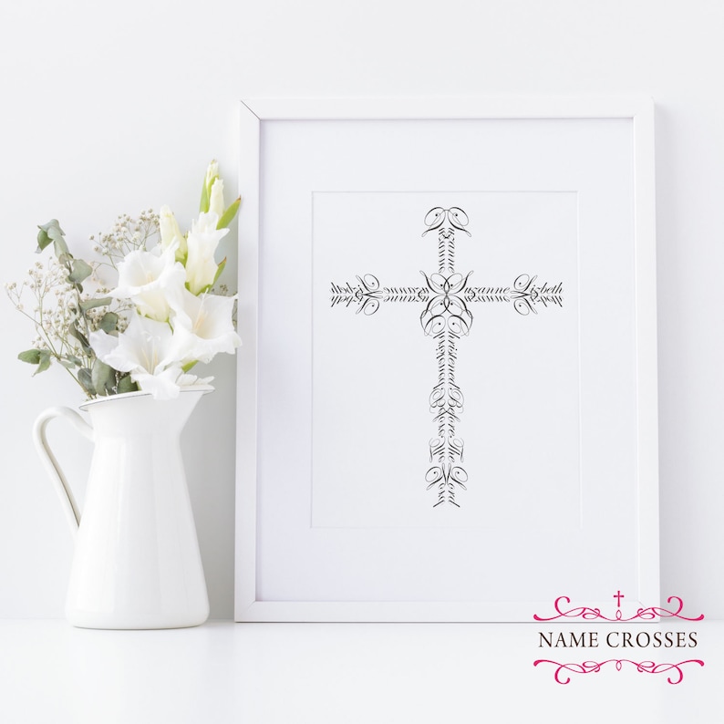 Personalized Baptism Name Cross Print ORIGINAL - 5x7 - FREE SHIPPING - Etsy