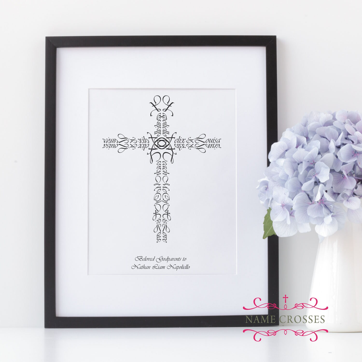 Personalized Godparent ORIGINAL Name Cross® Print - 8x10 - FREE ...