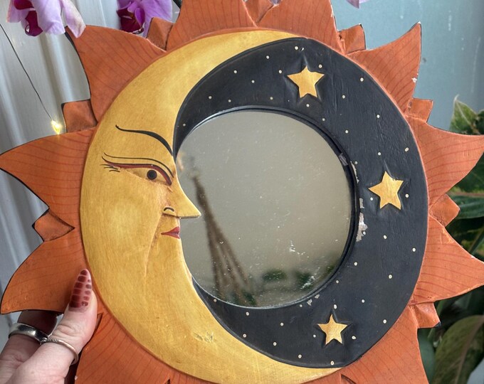 Vintage Celestial Moon Sun Mirror Wall Decor - Etsy