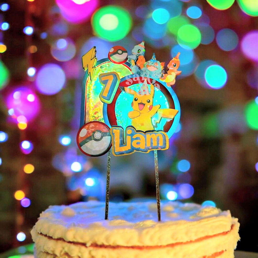 Pokemon Inspired Shaker Cake Topper With Lights - Etsy