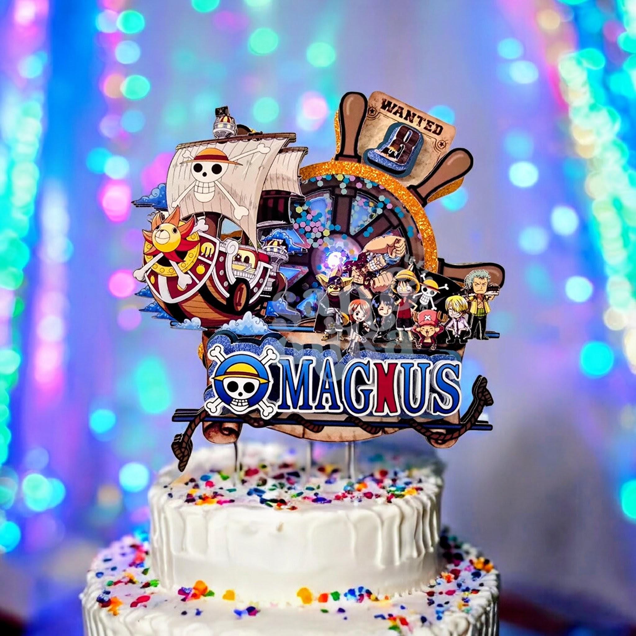 OP Anime Pirate Birthday 3D Shaker Cake Topper - Etsy