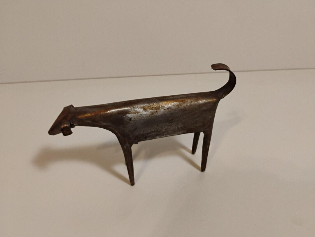 Mid-century Modern MCM Steel Sculpture of a Dog With Interesting Metal ...