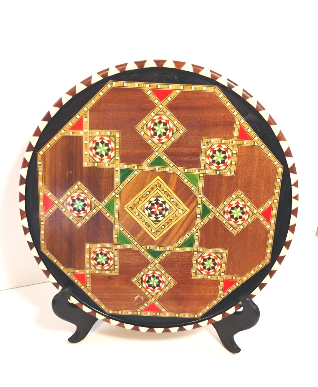 Vintage Spanish Marquetry Tray, Geometric Folk Art Inlay - Etsy