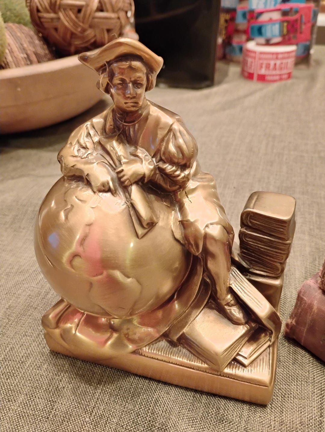 Brass Vintage Christopher Columbus Bookends. - Etsy
