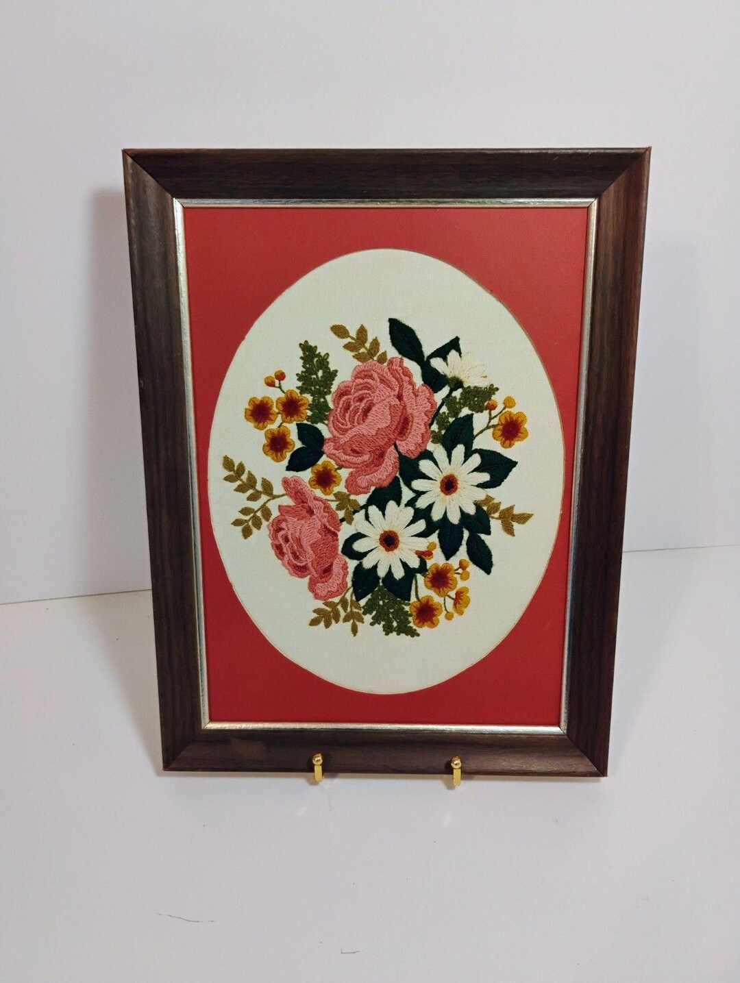Bouquet de fleurs mauve des années 80, encadré, broderie Crewel - Etsy ...