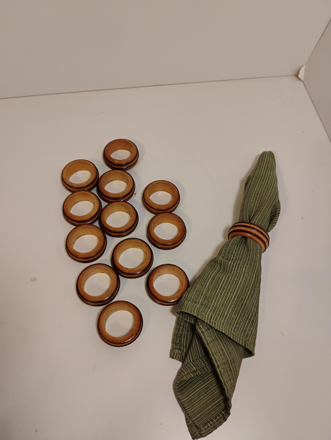 Vintage Danish MCM Wood Napkin Rings Grooved Farmhouse Simple Rustic ...