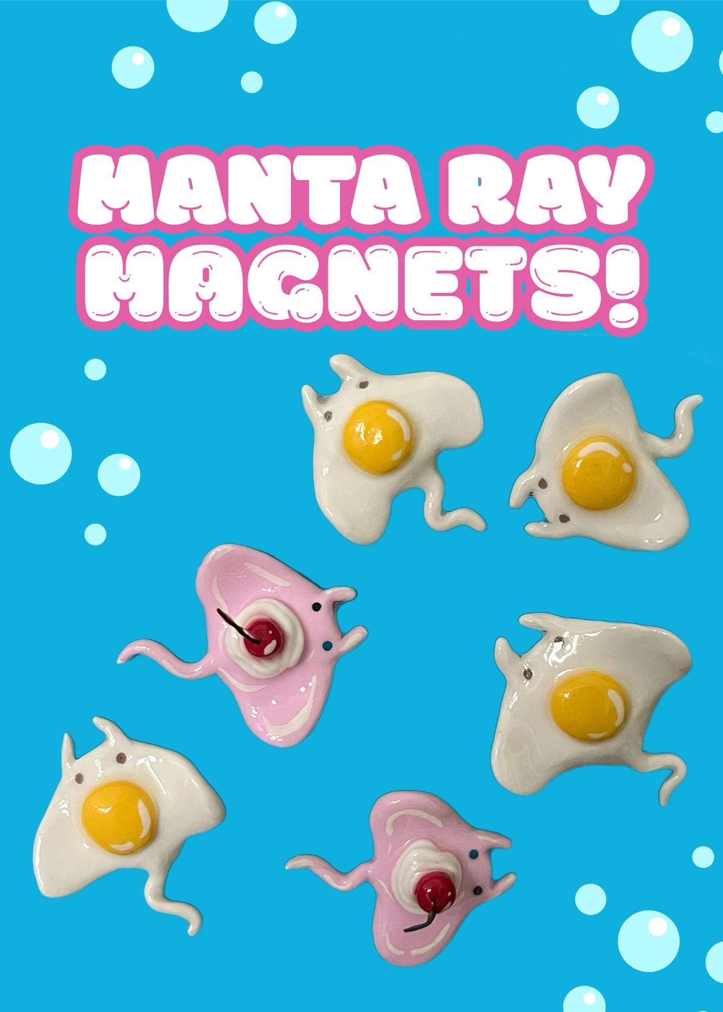 MINI EGGRAY- Handmade Manta Ray Magnet- Food Animal Magnet Hand-painted ...