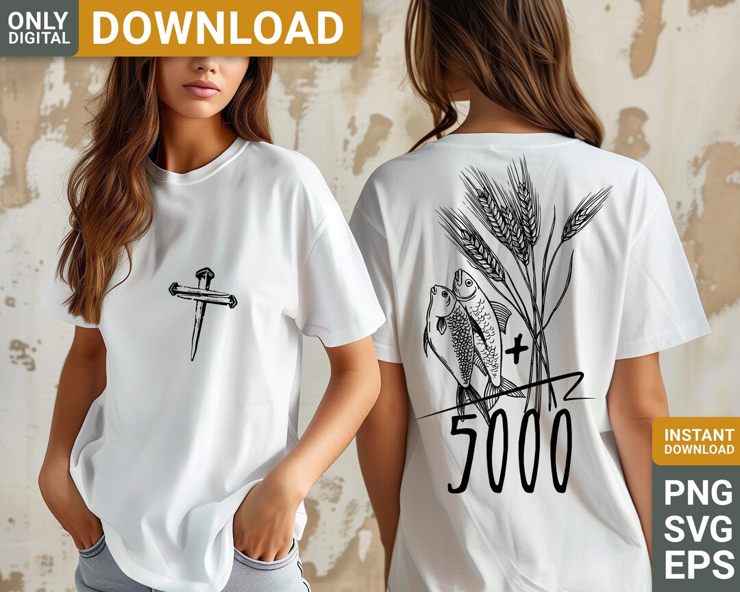 Jesus Feeds 5000 SVG PNG, Christian Bible Verse Designs (digital ...