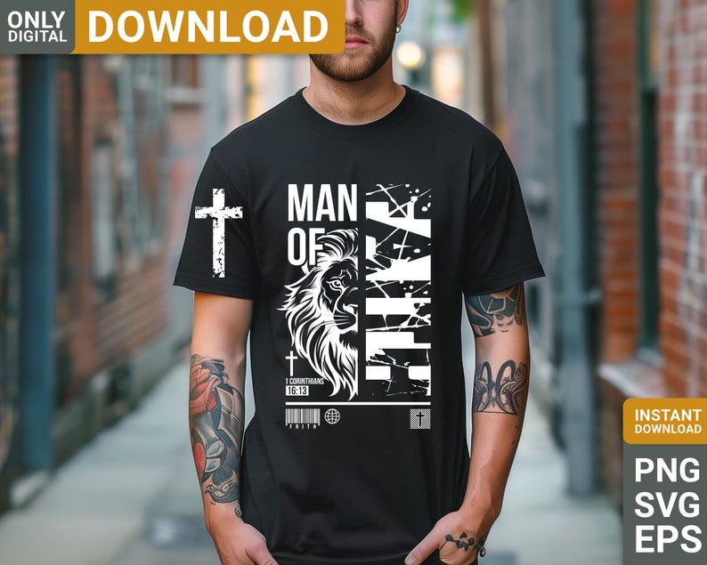 Man of God Lion Faith SVG, Christian Cross PNG, EPS (digital Download ...