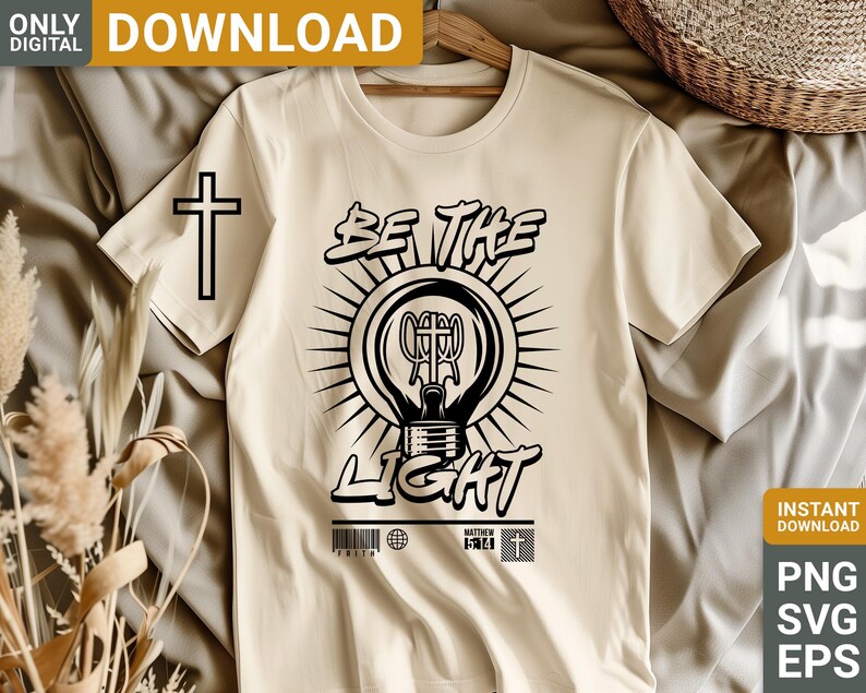 Be the Light Christian SVG PNG, Prayer Cross Design (digital Download ...