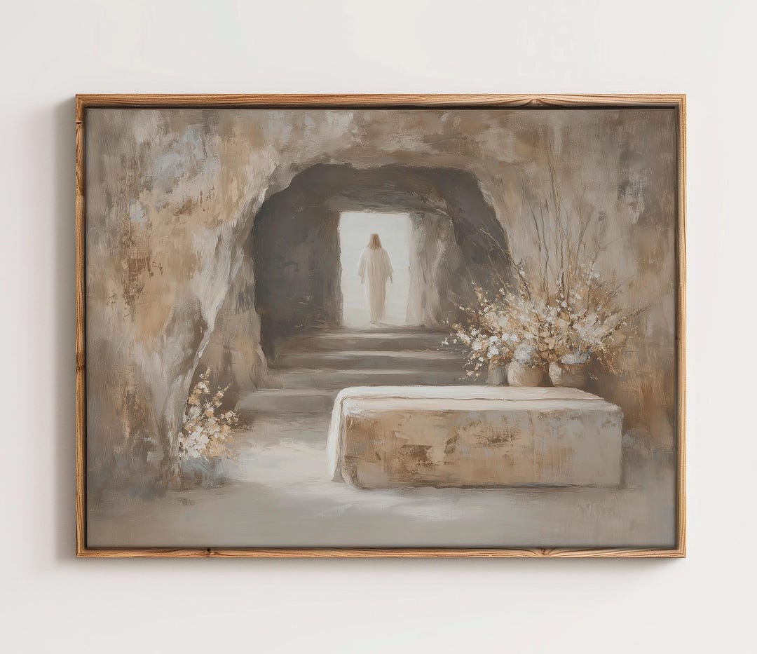 Jesus Resurrected Wall Art: Easter Painting, Jesus Christ Leaving the ...