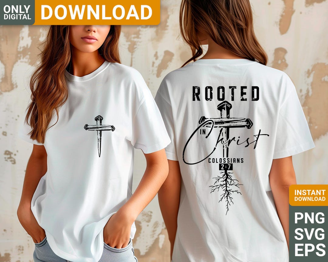 Rooted in Christ SVG Png Minimalist Christian Faith Design, Jesus Shirt ...
