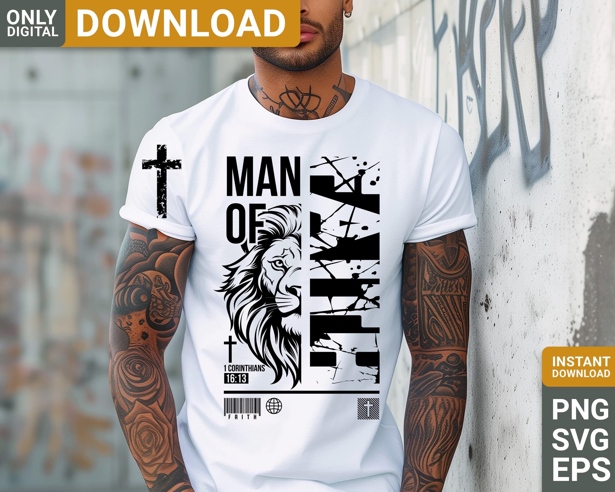 Man of God Lion Faith SVG, Christian Cross PNG, EPS (digital Download ...