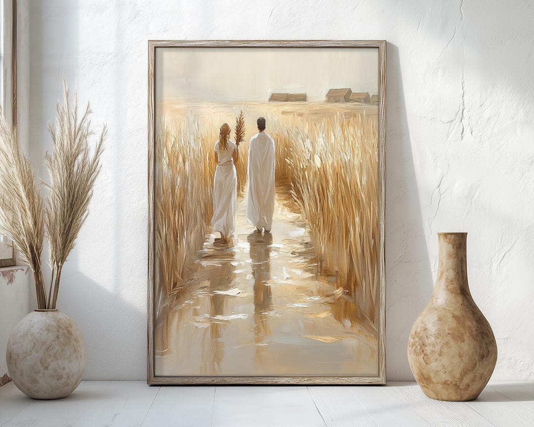 Ruth and Boaz, Ruth Gleaning, Bible Art, WALL Art, Ruth 1:16, Jesus ...