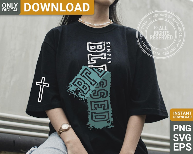 Simply Blessed Svg Png Modern Christian Design, Jesus Svg, Religious ...