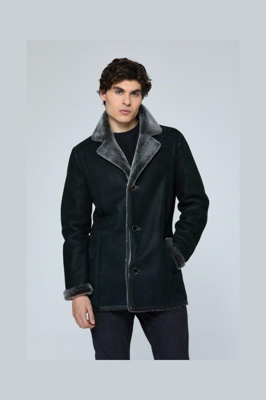 Handmade Black Shearling Coat, Turkish Sheepskin Leather Jacket - Etsy