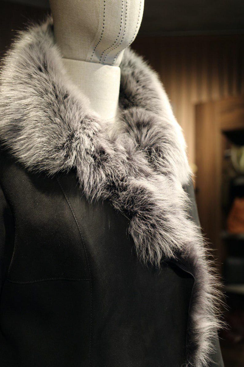 Women’s Shearling Sheepskin Coat – Toscana Trim Winter Jacket, Genuine ...