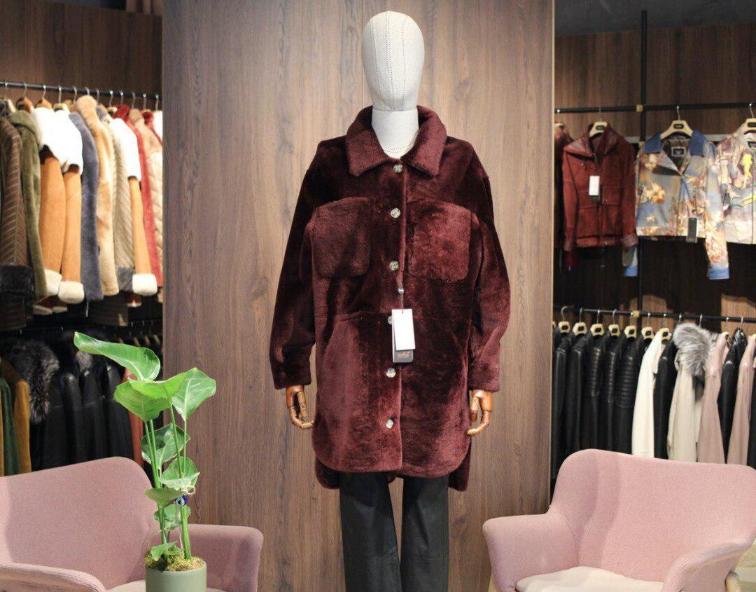 Reversible Burgundy Shearling Coat: Handmade Turkish Lambskin Leather ...