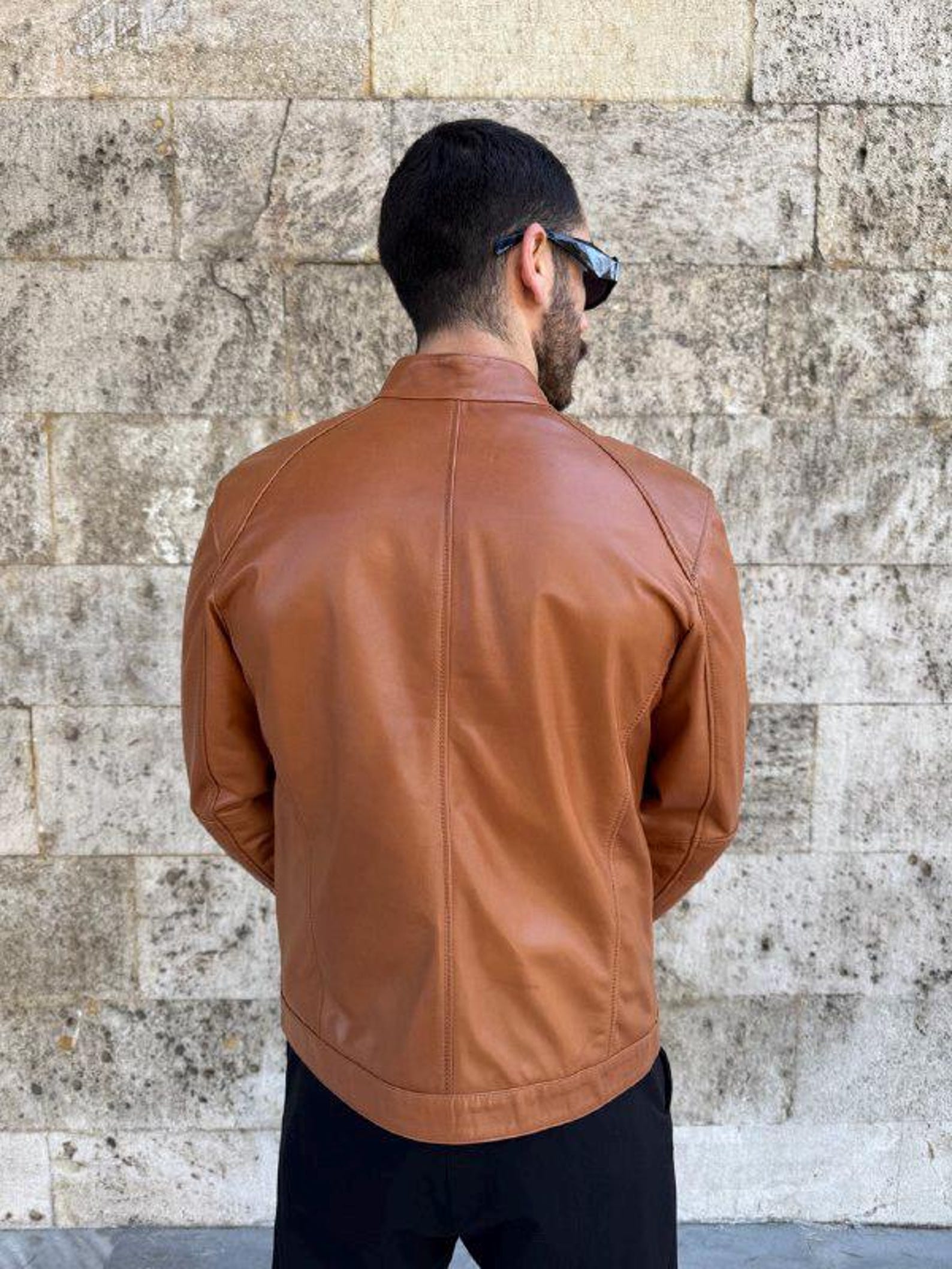 Men’s Sheepskin Leather Jacket – Handmade Turkish Biker Coat, Warm ...