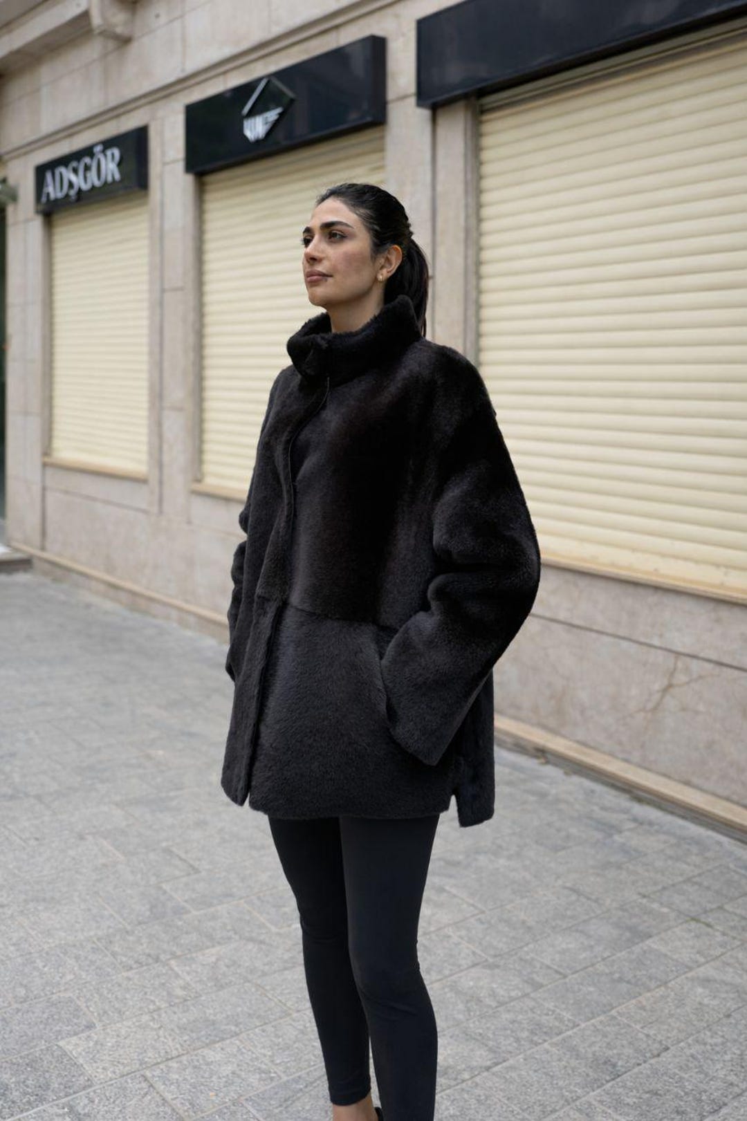 Oversized Black Shearling Coat –reversible Women’s Turkish Sheepskin ...