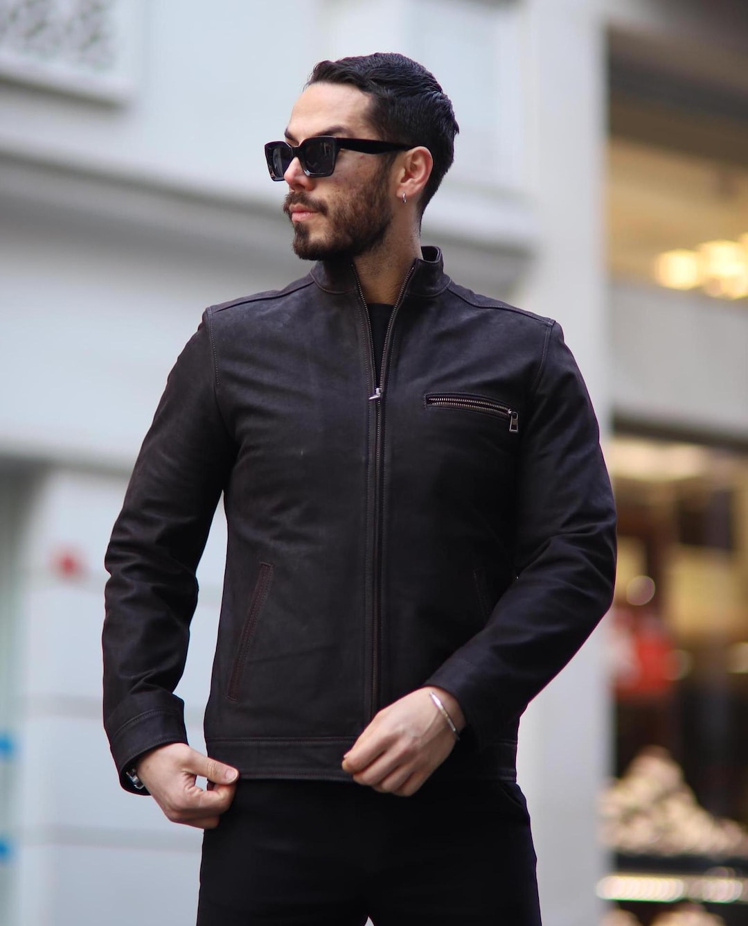Handmade Turkish Cowhide Leather Jacket: Vintage Style Winter Coat - Etsy