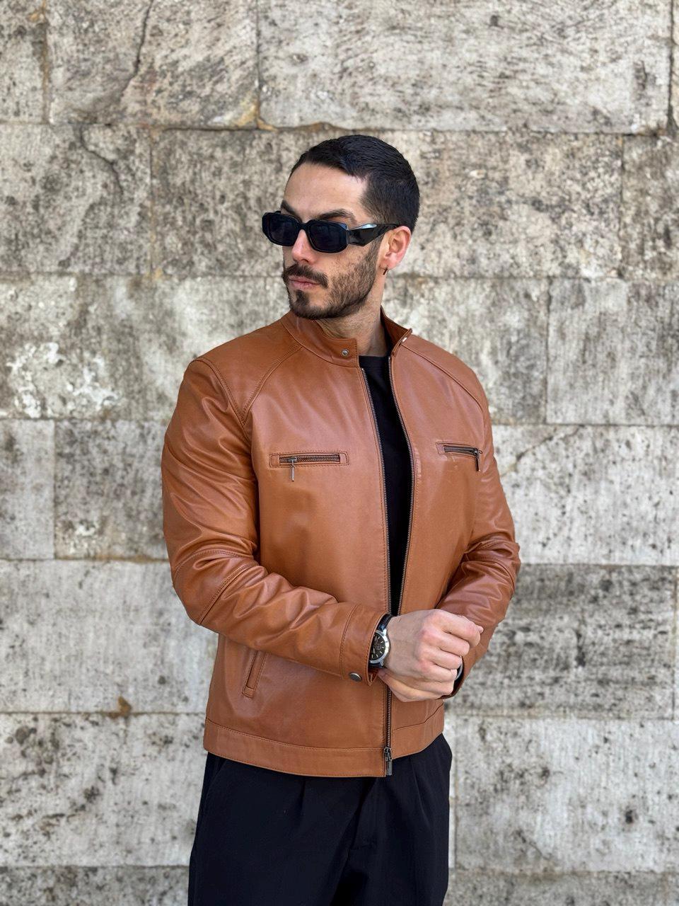 Men’s Sheepskin Leather Jacket – Handmade Turkish Biker Coat, Warm ...