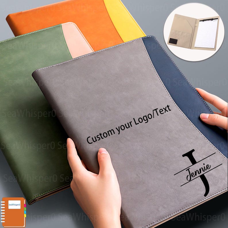 Personalized Leather Portfolio, Leather Folder Letter, Custom Portfolio ...