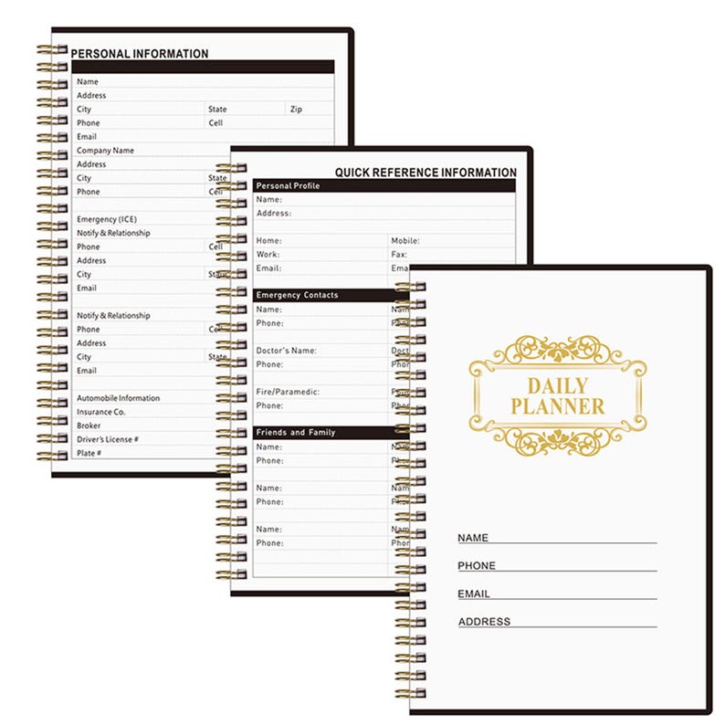 Personalised Daily Planner Book, A5 Undated Weekly & Daily Organiser ...