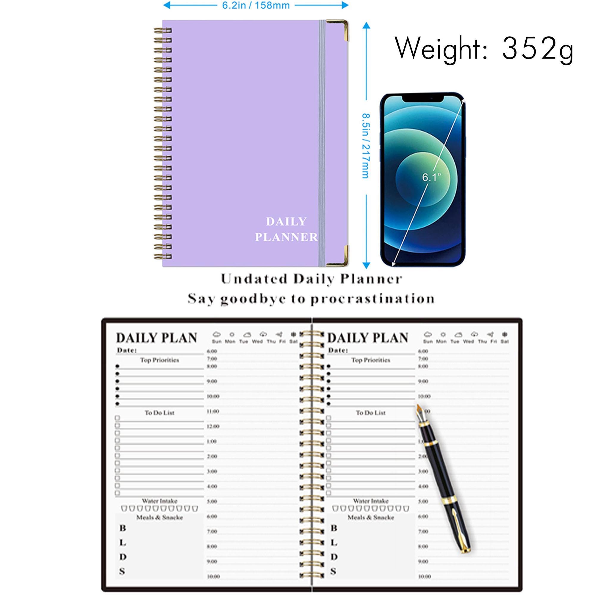 Personalised Daily Planner Book, A5 Undated Weekly & Daily Organiser ...