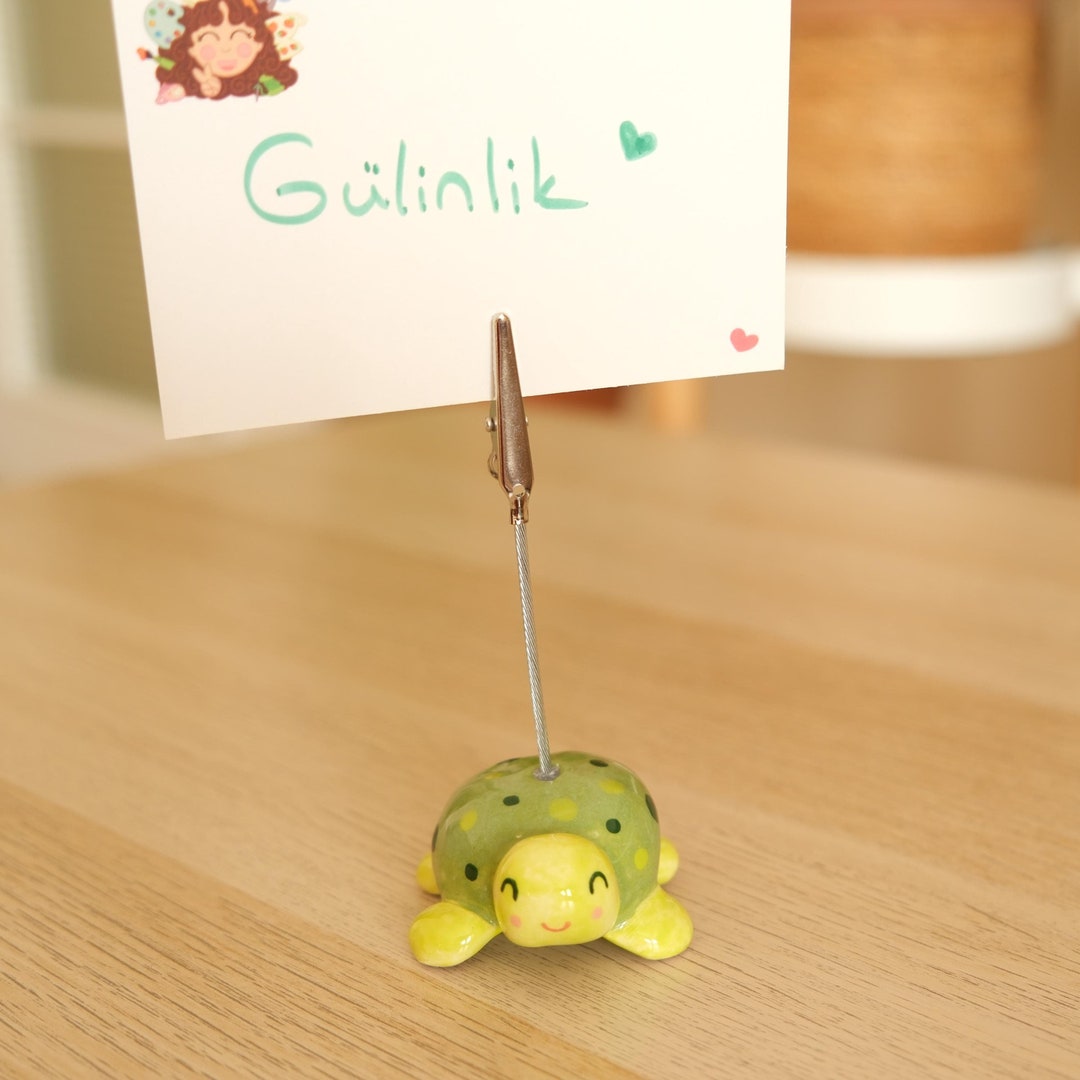 Green Dotted Turtle Memo Holder Clip - Etsy