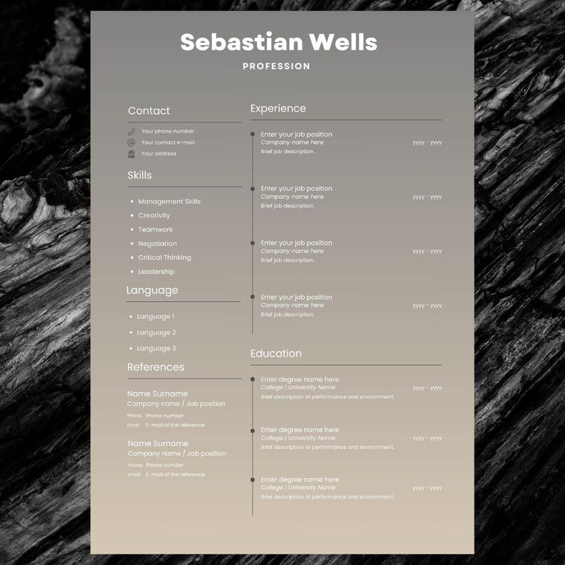 Editable RESUME TEMPLATE and Cover Letter. Minimalist Professional ...